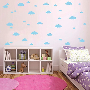 31 pcs Mix Size 4-10 inch Clouds Wall Decal Sticker for Kids Bedroom Decor -DIY Home Decor Vinyl Clouds Mural Baby Nursery Room Wallpaper YYU-14 (Light Blue)