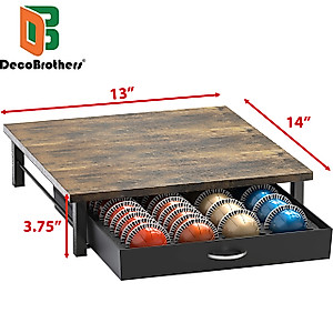 DecoBrothers Vertuo Pod Holder Drawer, 24 Large or 48 Small Nespresso Capsule Organizer, Rustic Brown