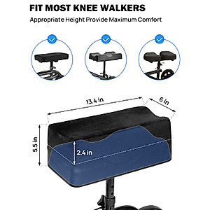 ISSYAUTO Knee Scooter Cushion Cover, Knee Scooter Pad for Comfort, Memory Foam Cushion Knee Walker Accessories with Removable Cover, 2'' Thick Fits Most Knee Walker Models, Black