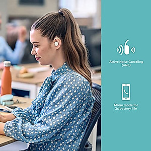 Philips T4556 True Wireless Headphones with Active Noise Canceling (ANC) and IPX4 Water Resistance, White