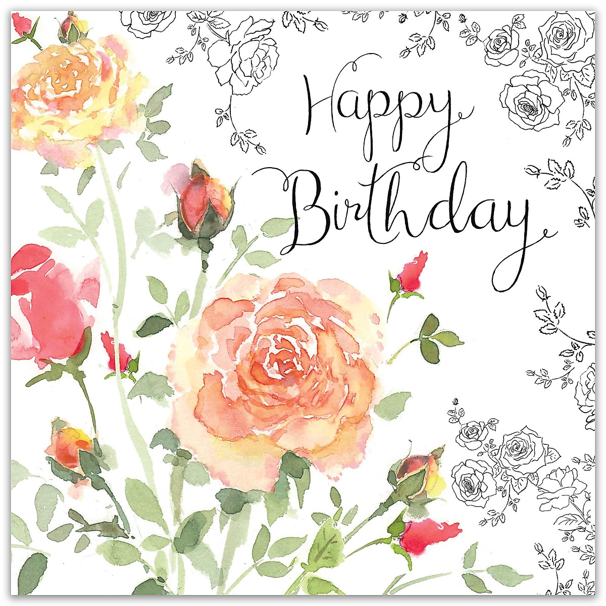 TWIZLER Floral Happy Birthday Card, Multicolor, 6.1 x 6.1 in