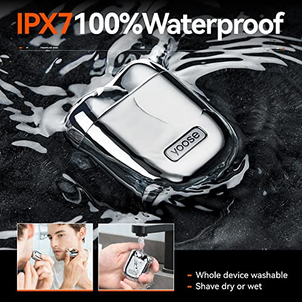 yoose Mini Rotary Shaver, Electric Razor for Men, Alloy Body & Magnetic Shaving Head, Close Shave, IPX7 Waterproof, USB C Rechargeable, Cordless Electric Razor with Travel Case, Ideal Gift, Silver