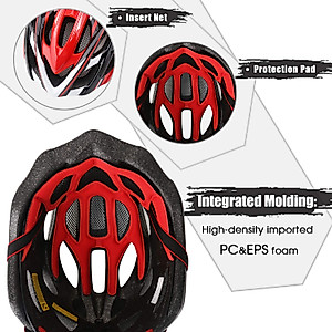 Bike Helmet Men Women, Shinmax Bicycle Helmet with Rear Light and Detachable Sun Visor Backpack,Lightweight Mountain Bike Helmet Size Adjustable Cycling Helmet for Adults Youth Road Bike Helmet