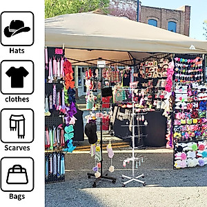 HomeToDou Upgraded Retail Display Rack with Card Clip,7 Tier Craft Show Racks,Store Display Shelves,Adjustable Rotating Stand,Jewelry Keychain Socking Hats,Movable Shop Spinner for Toys Show(Black)