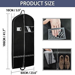 AIDBUCKS Garment Bag (43" * 24" * 4") with Pocket and Handles 1 Piece Large Garment Covers Breathable Clothes Protector Suit Long-Term Storage Of Jacket Coat Dresses, Black