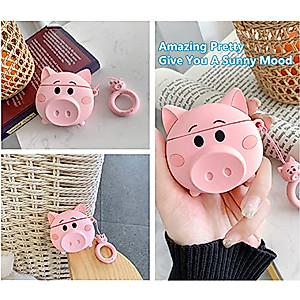 Huayou Cute Case Cover for 2021 Apple Airpods 3rd Generation with Keychain,Cool 3D Cartoon Fun Motorcycle Designed Shockproof Protective Soft Silicone Case for Women Men Girls Boys (Pink Pig)