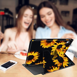 BPQOJB for Samsung Galaxy Tab A8 Case Galaxy Tab A8 10.5 Case 360 Degree Rotating PU Leather Smart Cover with Auto Wake/Sleep Tablet Case for Galaxy Tab A8 10.5 inch 2022 - Yellow Sunflowers