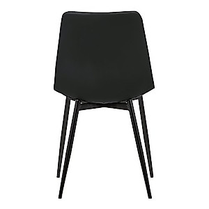 Armen Living Monte Dining Chair in Black Faux Leather and Black Powder Coat Finish,LCMOCHBLACK, Black