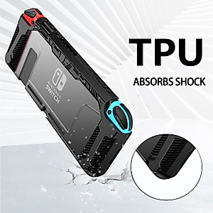 PiMivco Dockable Case for Nintendo Switch 2017,Protective Case Compatible for Nintendo Switch and Joy-Con Controller ,TPU Grip Cover with Shock-Absorption and Anti-Scratch Design(Black)…