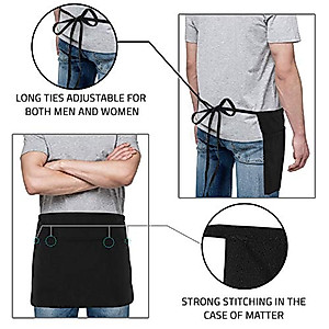 Utopia Wear 3 Pocket Waist Apron [Pack of 4], Server Waitress short apron for Women Men, Kitchen, Restaurant and Crafting (Black)