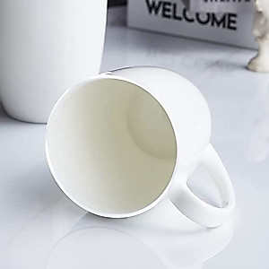 Upscale Coffee Mugs Set of 4, Fine Bone China Coffee Cups 12 OZ, Over 45% Bone Content Coffee Mugs for Women and Men, Lightweight White Ceramic Coffee Mug Gift Sets (Moonlight)