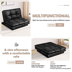 Hcore Futon Bed,Memory Foam Loveseat Sofas, Standard Black