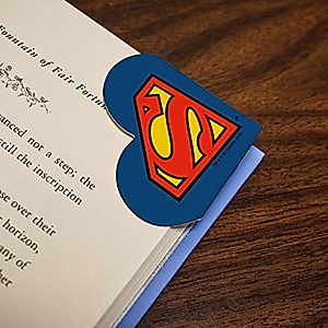 Superman Classic S Shield Logo Heart Faux Leather Bookmark - Set of 2