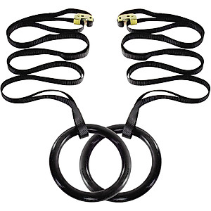 ProsourceFit Fitness Gymnastics Rings with Straps for Total Body Conditioning at Home