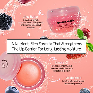 Grace & Stella Award Winning Lip Plumper Nourishing Berry Lip Mask - Lip Moisturizer For Very Dry Lips - Overnight Lip Mask & Lip Treatment & Lip Sleeping Mask - Vegan Lip Care Products