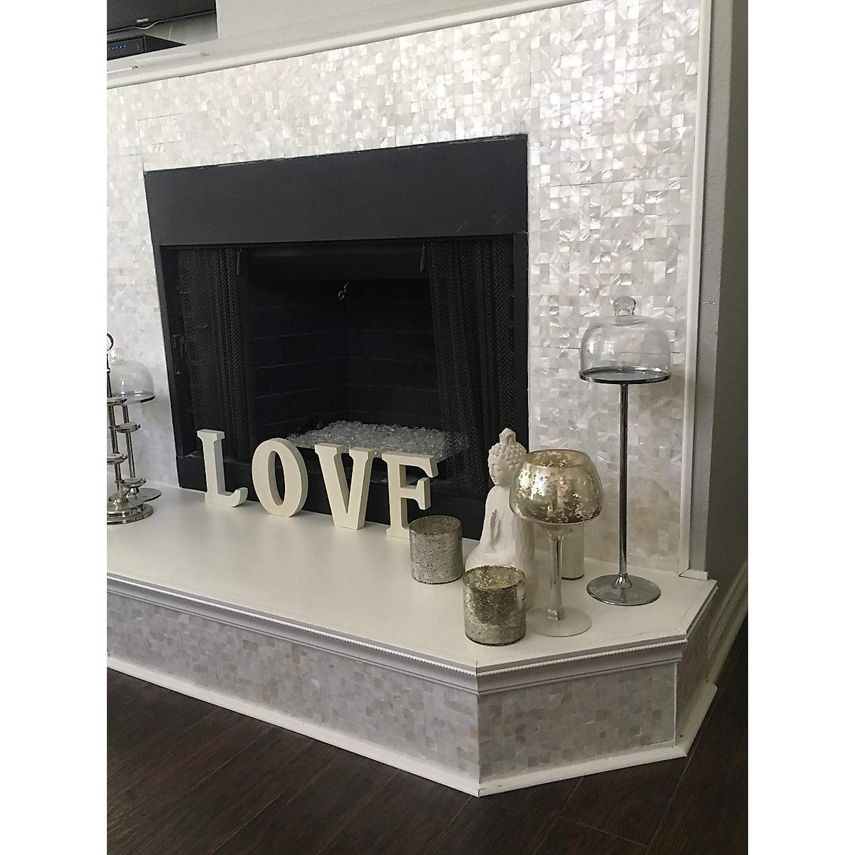 Art3d Mother of Pearl Shell Mini Square Seamless Mosaic Tile for Kitchen Backsplash, White, 12" L X 12" W