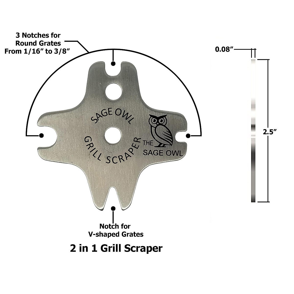 Standard Stainless Steel Grill Scraper with Handle, and an Additional Standard Brass Grill Scraper Combo - Small Tools for Stocking Stuffers