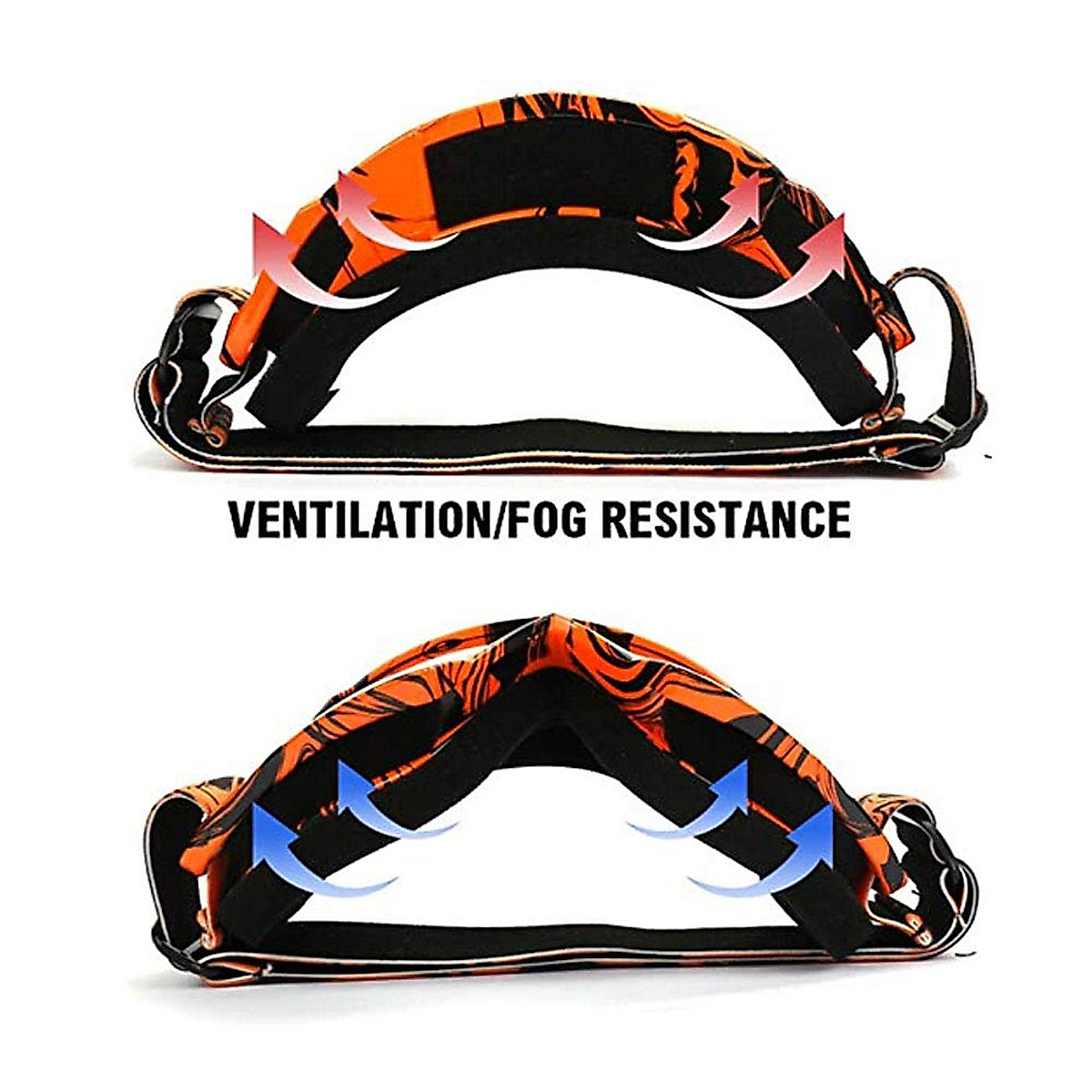 Motocross Motorcycle Goggles ATV Dirt Bike Off Road Racing MX Riding Goggle Anti-Scratch Dustproof Bendable UV400 Eyewear Padded Soft Thick Foam Glasses (Orange-Black Transparent)