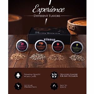 Cocktail Smoker Kit,Ziissup Old Fashioned Cocktail Kit With 4 Flavors of Wood Chips,Whiskey Smoker Kit,Bourbon Smoker kit is Idea Gift For Your Father, Friends & Lover