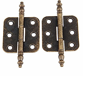 TBMAKE Door Hinges 10pcs Antique Bronze Crown Head Hinge Jewelry Gift Box Decorative Hinge for Cabinet Furniture Hardware