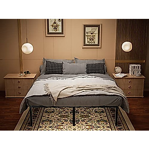 AROMUSTIME 16 Inch Reinfore Metal Platform Bed Frame with Round Legs / 3,800 lbs Heavy Duty Steel Slat Easy Assembly Mattress Foundation/Noise Free/Box Spring Replacement, King