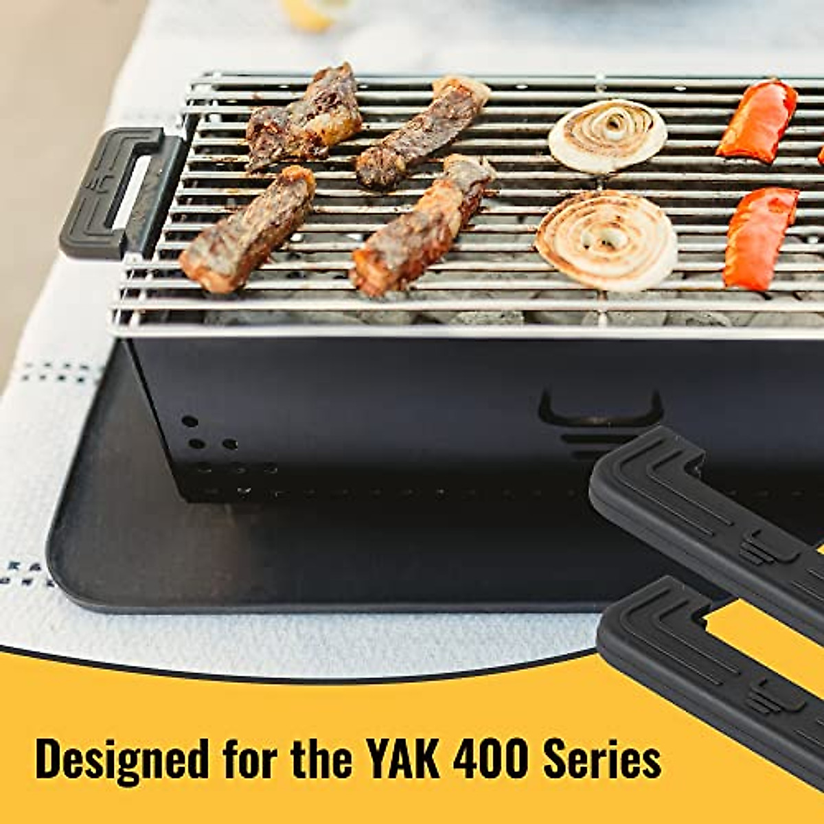 Genuine Yak Grills Silicone Handles Designed for The Yak 400 Series Grill | Helps with Comfortable and Secure Grip When Moving The Yak Charcoal Grill | Set of 2
