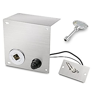GRISUN Fire Pit Gas Burner Spark Ignition Kit, Gas Control Kit for Indoors Outdoors, Including Gas Shut-Off Valve with Key, Push Button Igniter and Stainless Steel Mounting Plate