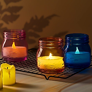 Tessco 12 Pieces 8 oz Colored Mason Jars with Lids Glass Regular Mouth Canning Jar Pint Mason Jars Not Allowed Dishwasher