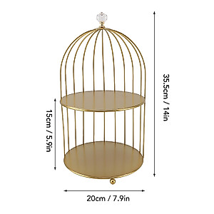FTVOGUE Bird Cage Cosmetic Organizer,Cosmetic Rack Bird Cage Desktop Makeup Organizer Rack, Space Saving Iron Unique Makeup Display Rack for Home Bathroom, Gold (Double Layers)