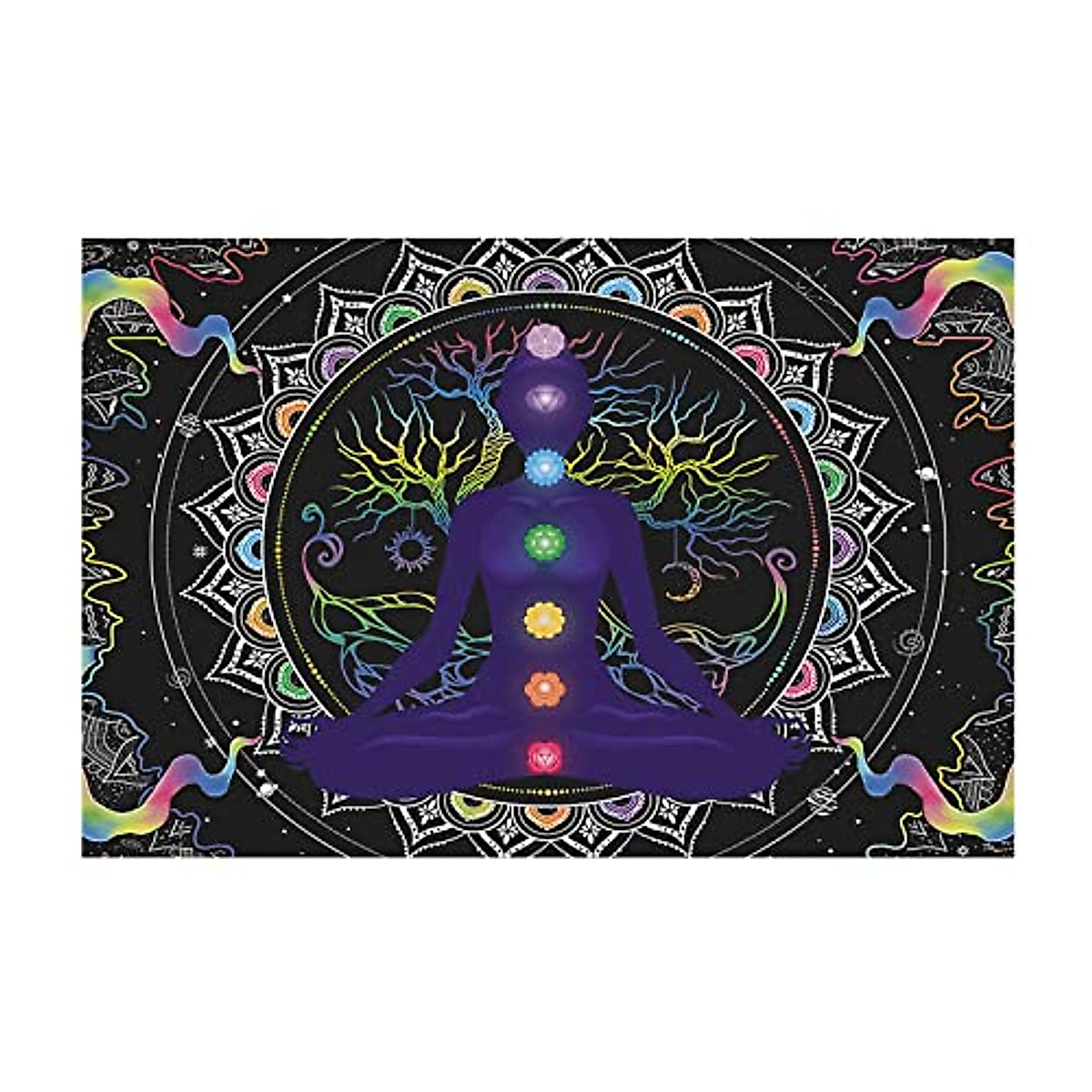 Area Rugs Chakra Meditation Spiritual Yoga 3D Digital Print Carpet Living Room Bedroom Sofa Mat Door Mat Home Decoration 5.25 x 7.5 ft/63 x 90 in