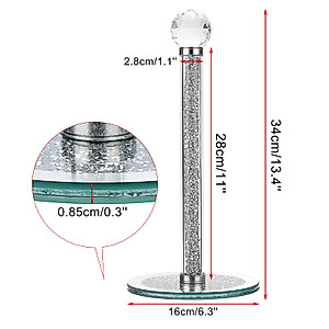 JUXYES Vertical Countertop Paper Towel Roll Holder Rack, Upright Paper Holder Crushed Diamond Standup Paper Towel Holder for Kitchen Dining Room Bathroom, 13 Height Freestanding Paper Roll Holder