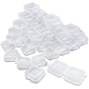 lyfLux 50 Packs Small Clear Plastic Storage Containers, Mixed Empty Mini, Case with Lids for Small Items and Other Craft Projects (1.37 x 1.37 x 0.7 Inches)