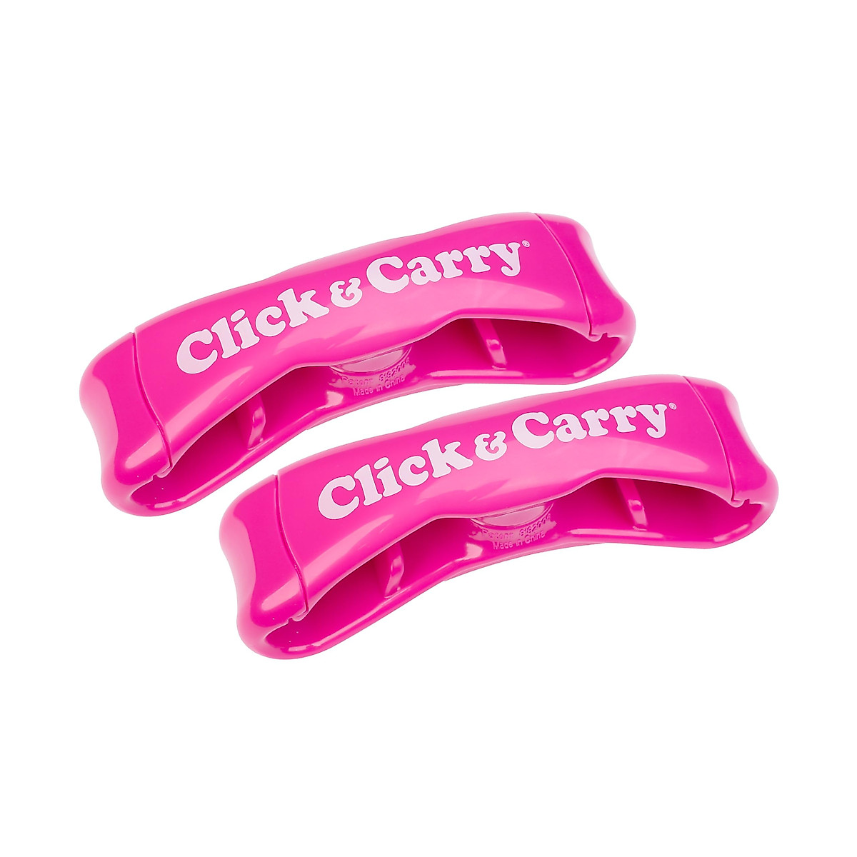 Click & Carry Grocery Bag Carrier, 2 Pack, Fuchsia - As seen on Shark Tank, Soft Cushion Grip, Hands Free Grocery Bag Carrier, Plastic Bag Holder, Haul Sports Gear, Click and Carry with Ease