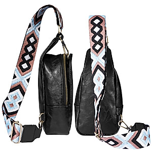 KFXFENQ Sling Bag for Women PU Leather, Small Crossbody Sling Backpack Multipurpose Chest Bag for Cycling (Black)