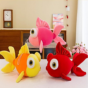XIZHI Goldfish Plush Doll Soft Fish Stuffed Animal Plush Toy for Girls Boys (13.8"/Red)