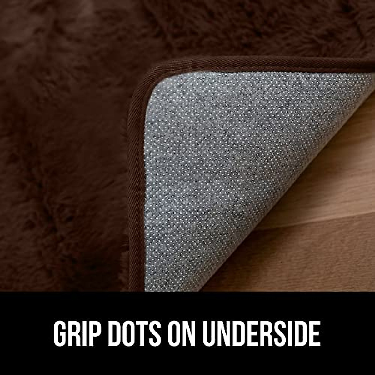 Gorilla Grip Soft Faux Fur Area Rug, Washable, Shed and Fade Resistant, Grip Dots Underside, Fluffy Shag Indoor Bedroom Rugs, Easy Clean, for Living Room Floor, Nursery Carpets, 5x8 FT, Chocolate
