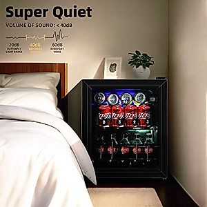 OOTDAY 75 Can Beverage Refrigerator - Freestanding Ultra Cool Mini Drink Fridge - Wine Cooler with Adjustable Shelving Glass Door for Home & Office