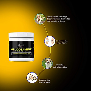 Nature's Pure Edge Original Extra Strength Glucosamine Dog and Cat Supplement Flavored with Real Chicken. Treats Painful and Damaged Joints. 170 gram Jar.