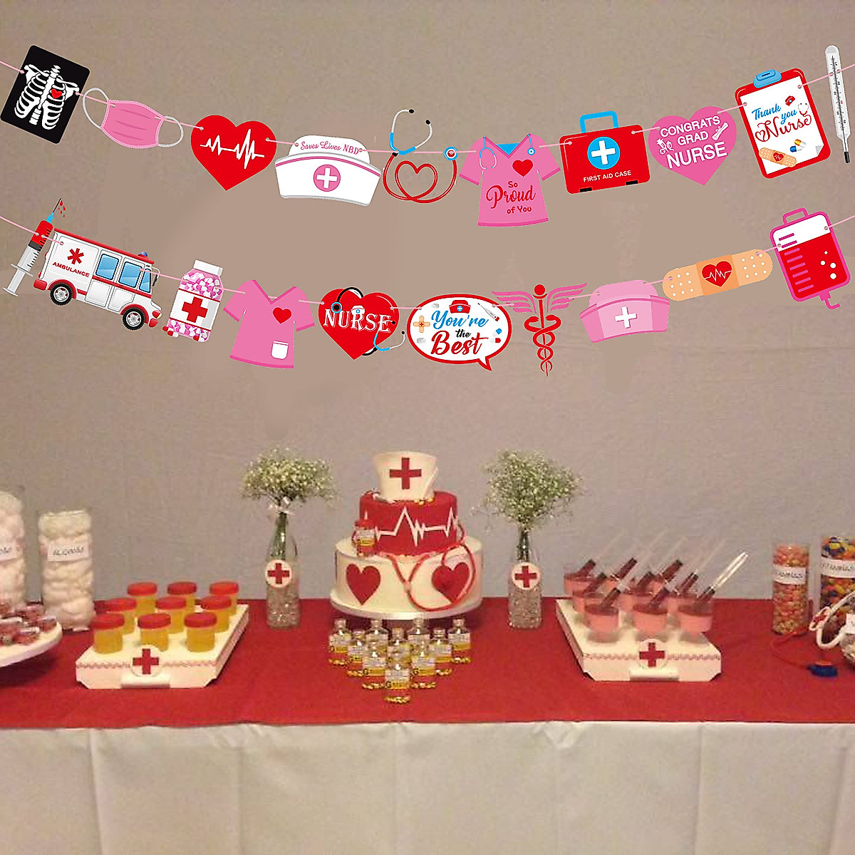 Nurse Theme Banner Nurse Graduation Party Bunting Decorations Congrats to Nurse Garland for Hospital Rn Theme Party Medical School Graduation Party Nurse Day Party Birthday Party Decorations