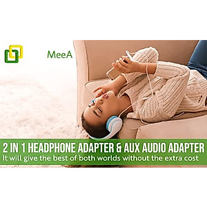 MeeA Lightning to 3.5mm Headphones Dongle Jack Compatible with iPhone 2 in 1 Headphone Adapter and Aux Audio Adapter + Charger Cable Splitter Bundle Compatible with iPhone 14,13,12,11 XS XR X 8 7