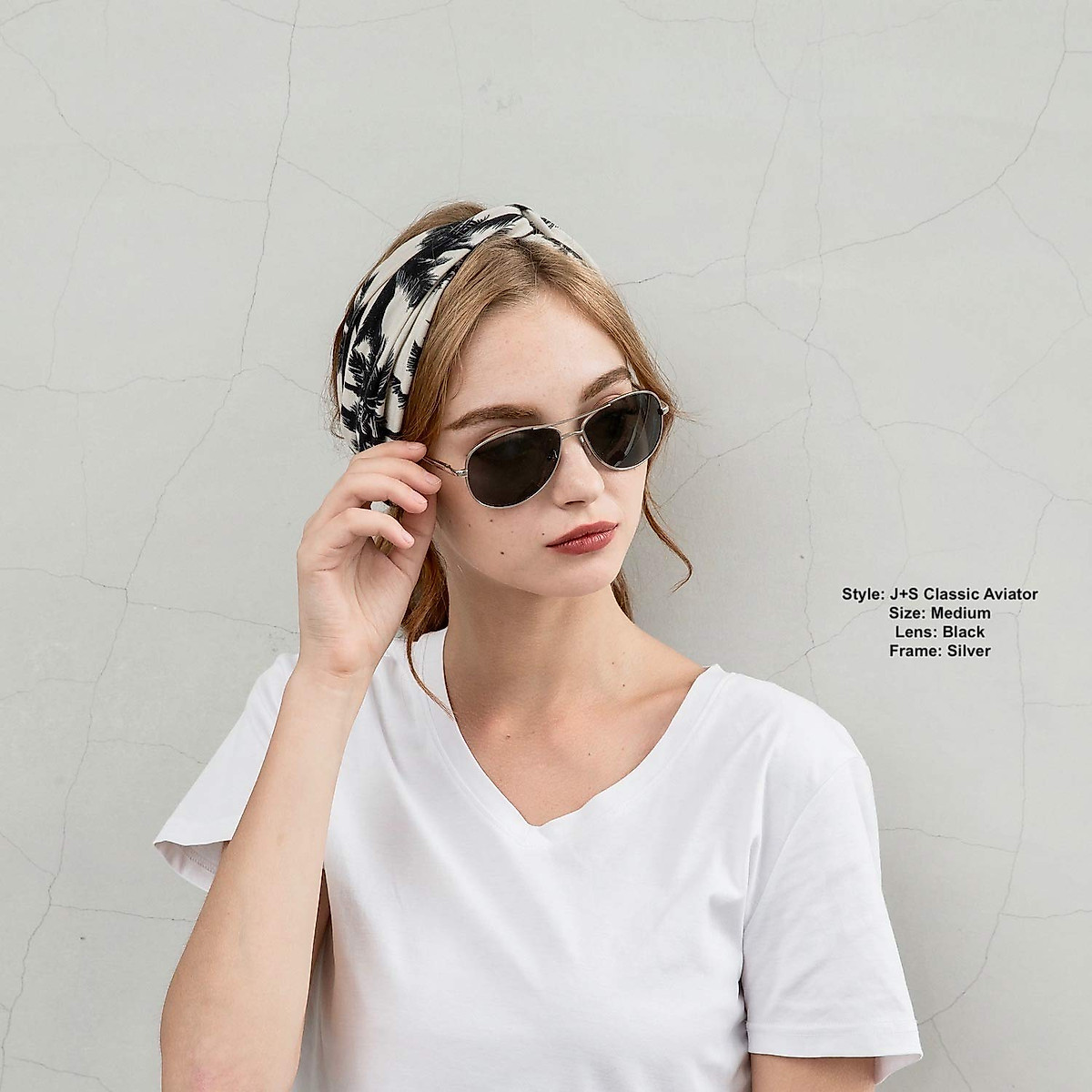 J+S Premium Military Style Classic Aviator Sunglasses, Polarized, 100% UV protection for Men Women (Large Frame - Silver Frame/Black Lens)…