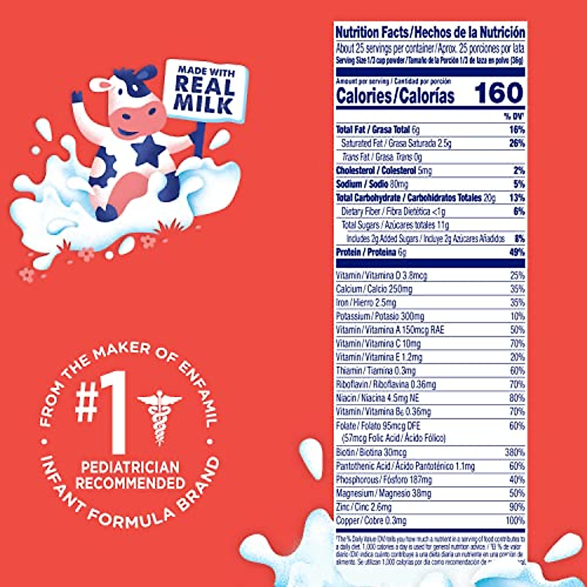 Enfagrow Premium Toddler Transitions Nutritional Drink, Natural Milk Flavor, Omega-3 DHA for Brain Support, Prebiotics & Vitamins for Immune Health, Non-GMO, Powder Can, 32 Oz (Pack of 6)