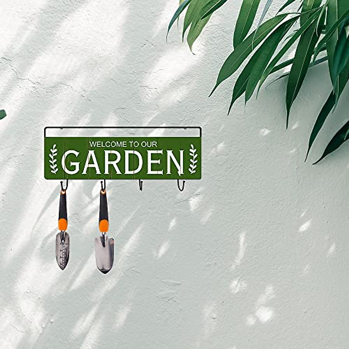 YY YEARCHY Garden Tool Rack Decorative Wall Mounted Storage Organizer Hanger Holder Stand (16.93"x10.04"x2.36", Green)