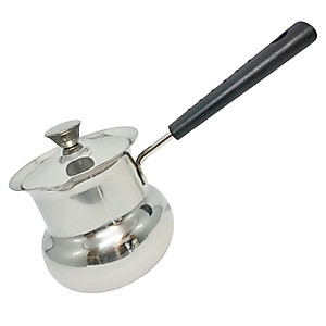 SHERCHPRY Stainless Steel Melting Pots Mini Milk Pot Butter Warmer Pan Miniature Saucepan Turkish Coffee Maker Soup Pot with Lid Cover for Kitchen 350ml