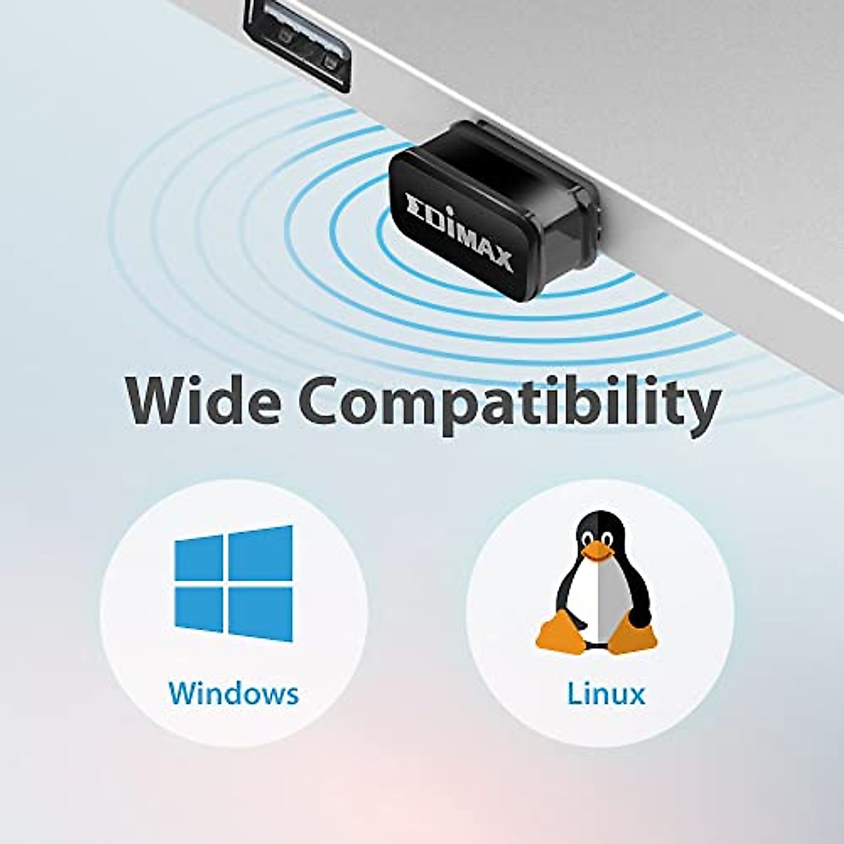 Edimax Wi-Fi 5 802.11ac Nano AC600 Dual-Band (2.4Ghz / 5Ghz) Adapter for PC USB Nano Dongle, Windows, Mac OS, Linux, EW-7811ULC