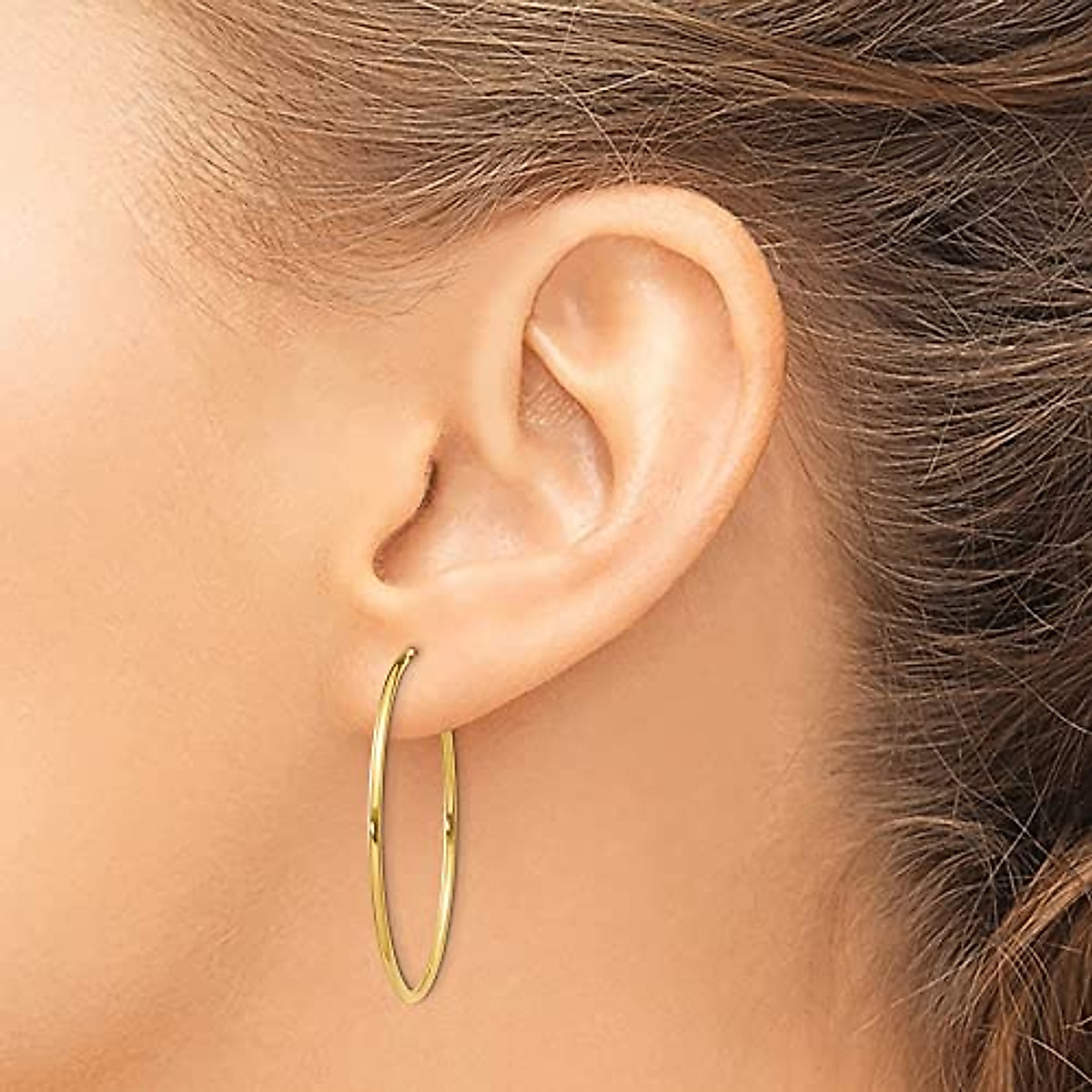 14K Yellow Gold Classic Round Endless Hoop Earrings for Women 1.25 inch