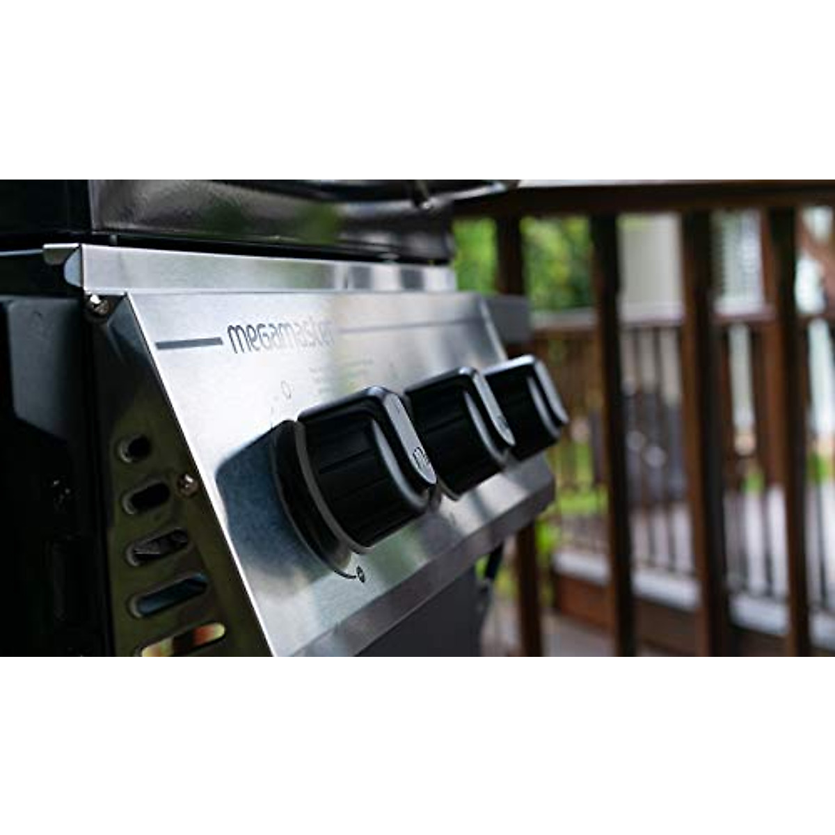 Megamaster 3-Burner Propane Gas Grill with 2 Foldable Side Tables, 30000 BTUs, Perfect for Camping, Outdoor Cooking, Patio and Garden Barbecue Grill, Silver and Black, 720-0988EA