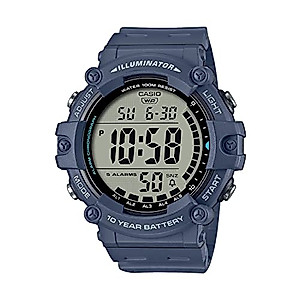 Casio Illuminator 10-Year Battery 100M Water Resistant LED Backlight 5-Alarm Chronograph Digital Stop Watch AE1500WH-2AV