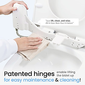 LUXE Bidet NEO 120 Plus - Only Patented Bidet Attachment for Toilet Seat, Innovative Hinges to Clean, Slide-in Easy Install, Advanced 360° Self-Clean, Single Nozzle, Rear Wash (Chrome)