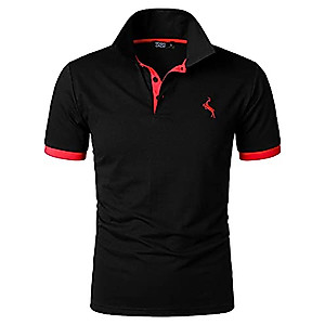 HOOD CREW Men’s Classic Polo Shirt Short Sleeve Shirts Lightweight Casual Tops Black XL